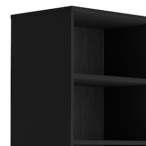 SIMPLIHOME Harper SOLID HARDWOOD 24 Inch Wide Mid Century Modern Bookcase with Storage in Black, For the Living Room, Study Room and Office