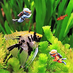 wsmart Floating Fish Tank Decor Small Diver Aquarium Decor for All Kinds of Fish Tanks (2 Pack)