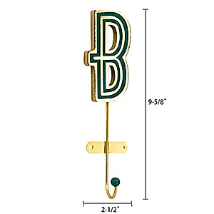 COLLECTIVE HOME - Monogram Wall Hooks, Wall Mounted Hooks for Hanging, Wood Letters for Wall Decor, Home-Bedroom-Living Room Gold Decor, Decorative Wall Hangers for Coat, Scarf, Bag(B)