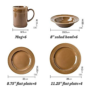 GagalU Dinner Set,Porcelain Dinnerware Sets, Modern Minimalist Style Salad Bowls and Steak Plates Sets | 22 Pieces Ceramics Dinner Combination Set with Mug for Restaurant