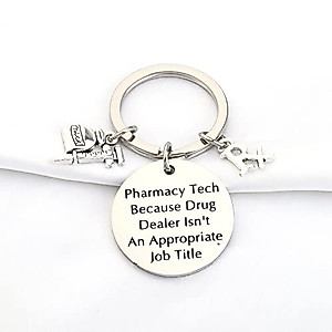 FOTAP Pharmacy Tech Gift Pharmacy Tech Drug Dealer Isn't Appropriate Keychain Pharmacy Student Gift Future Pharmacist Gift Lab Week Gift (Pharmacy tech key)