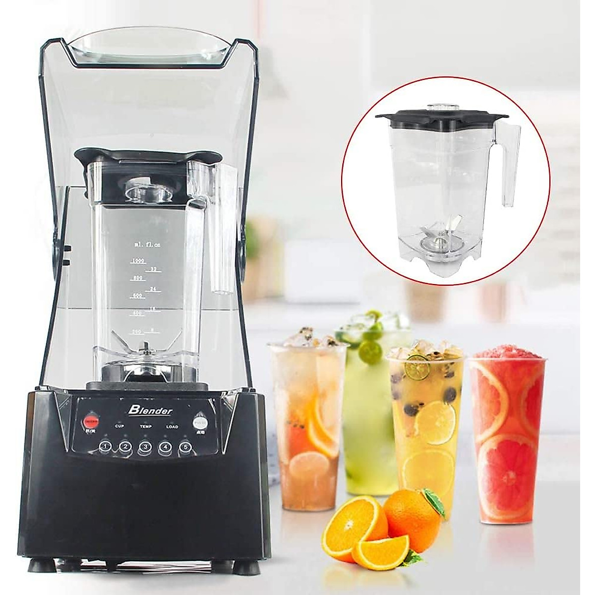 Blenders for Kitchen, 1.8L Countertop Professional Blenders Commercial Soundproof Blender Smoothie Maker Juice Ice Crusher Mixer with Two Volume Units for Making Juices
