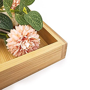 Bamboo Vanity Tray Bathroom Wooden Tray Makeup Counter Tray Wood Serving Tray for Bathroom Home Decor Holds Cosmetics, Perfume, Tissues, Candles, Towels, Soap, 11.5 x 7.9 x 0.9 inch