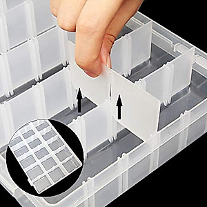 5 Pack Plastic Jewelry Organizer Box 18 Big Girds Clear Storage Organizer Case with Adjustable Dividers Jewelry Storage Container Multi Compartment Storage Box for Washi Tape, Bead, Gem, Rock