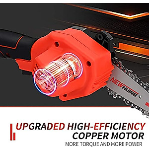 Mini Cordless Chainsaw Kit, Upgraded 4" One-Hand Handheld Electric Portable Chainsaw, 21V Rechargeable Battery Operated, for Tree Trimming and Branch Wood Cutting by New Huing