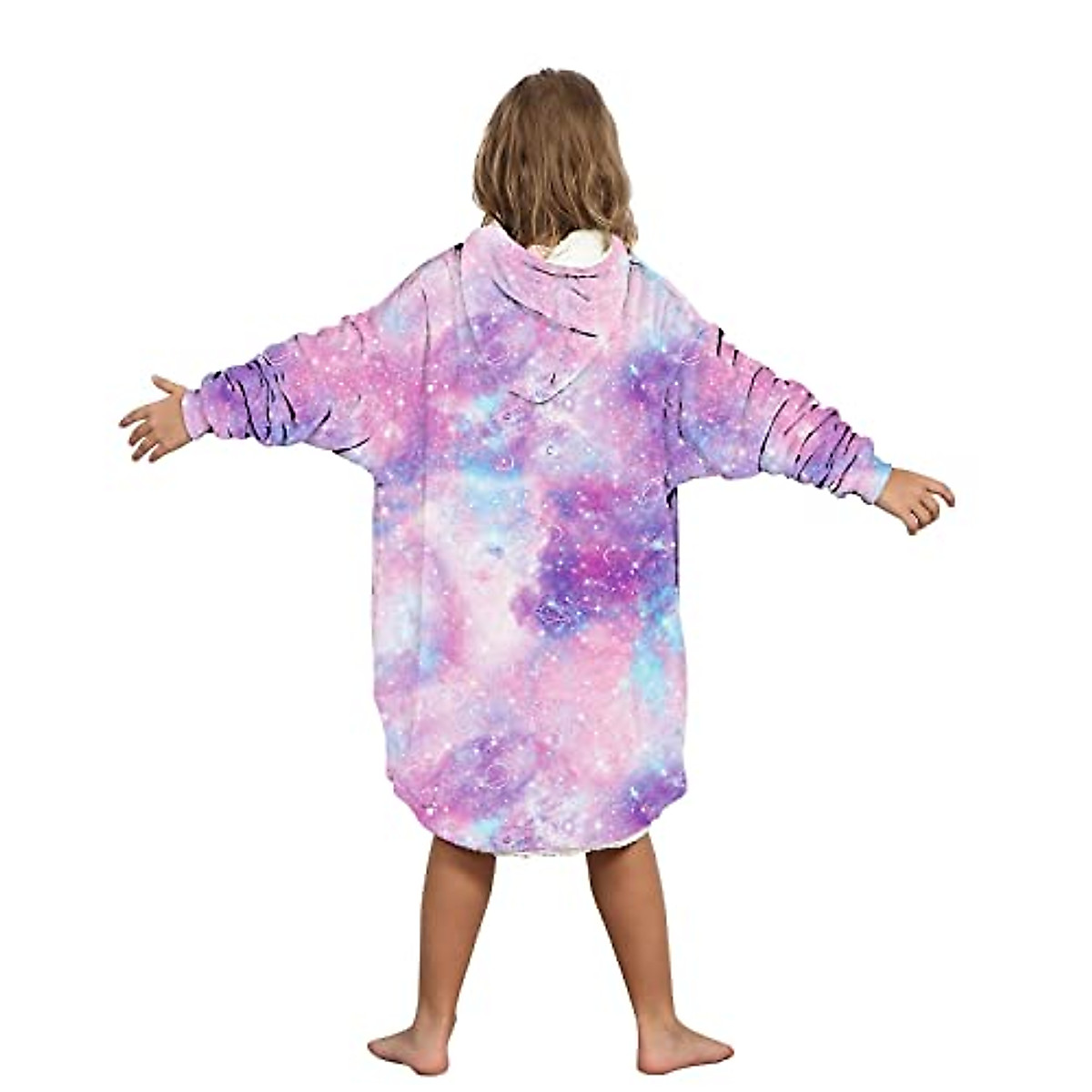 Jodimitty Blanket Hoodie for Kids Oversized Wearable Blanket Sherpa Sweatshirt With Pocket Cute Hooded Plush Blanket Purple Red