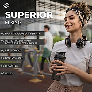 IHTISAB Blender Protein Shaker Bottle 20oz With Wire Whisk Ball, Drink Protein Shaker Pre And Post Workout, Mixes Cocktail Smoothies Shakes, BPA Free