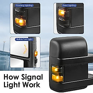 MOSTPLUS Towing Mirror Compatible with 2008 2009 2010 2011 2012 2013 2014 2015 2016 Ford F250 F350 F450 F550 Super Duty Power Heated Mirror w/Led Turn Light (Set of 2)