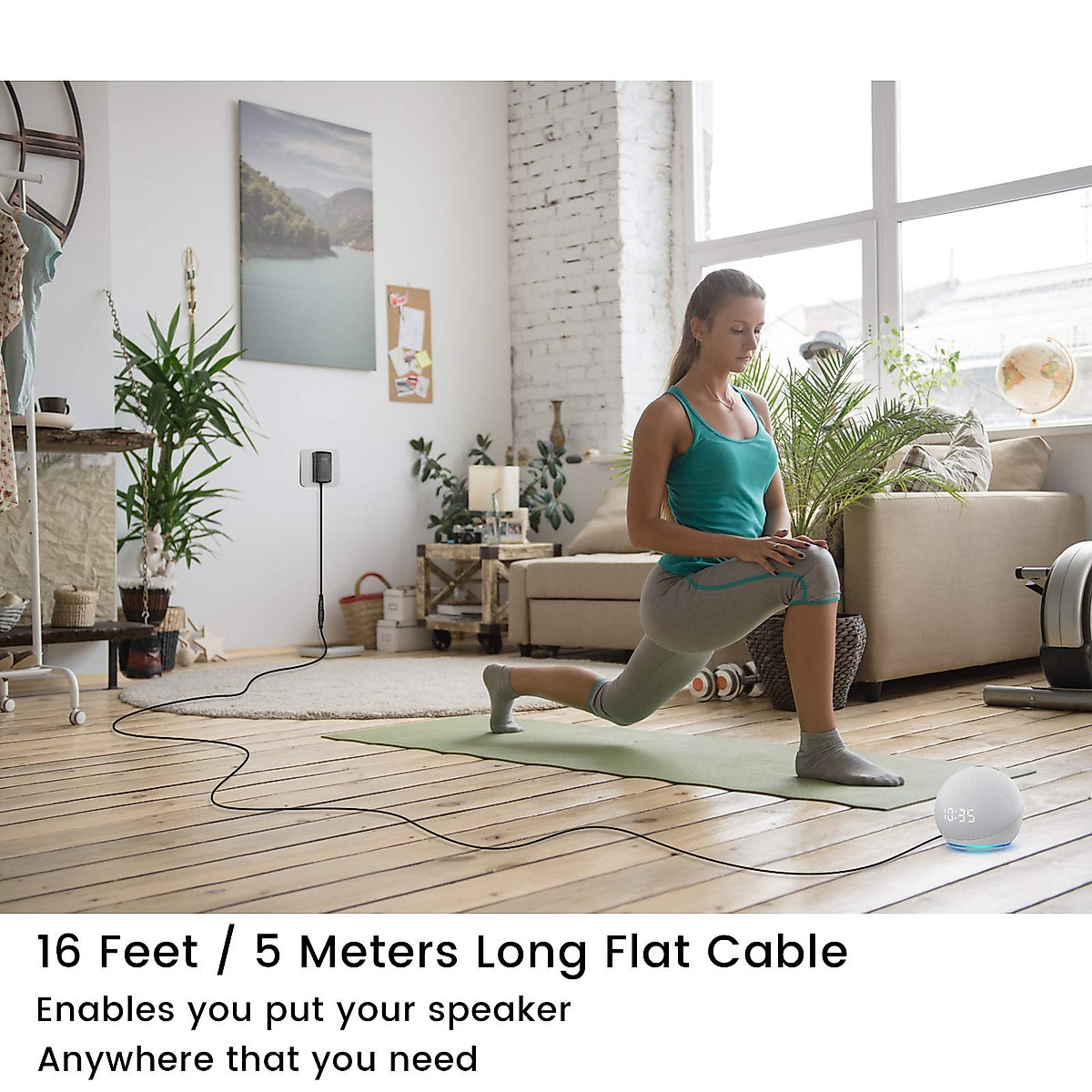 Extension Cable Replacement for dot Kids Edition, dot 4th gen, Alexa dot 3rd Generation, Show 5 - Charger Power Extension Cord 16ft