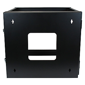 StarTech.com 4-Post 8U Hinged Wall-Mount Network Rack, 19" Open Frame Server Rack with 19.8in Mounting Depth, Wall Mount Swing Out Data Rack for IT / AV / Computer Equipment, TAA (RK819WALLOH)
