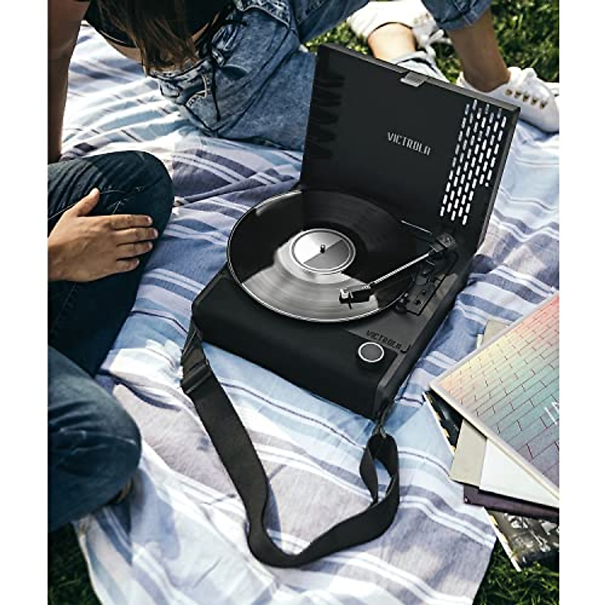 Victrola Revolution GO 3-Speed Bluetooth Portable Record Player with Built-in Speakers | Black VSC-750SB-BLK