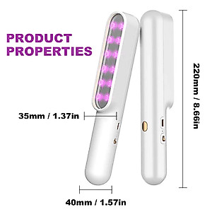 VANELC UV Light Sanitizer Wand, Portable UVC Travel Wand Ultraviolet Disinfection lamp Without Chemicals for Hotel Household Wardrobe Toilet Car Pet Area
