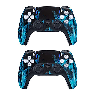 PS5 Skin for Console and Controller Skin Vinyl Sticker Decal Cover for Playstation 5 Console and Controllers - Compatible with Playstation 5 Digital Edition - Blue Fire