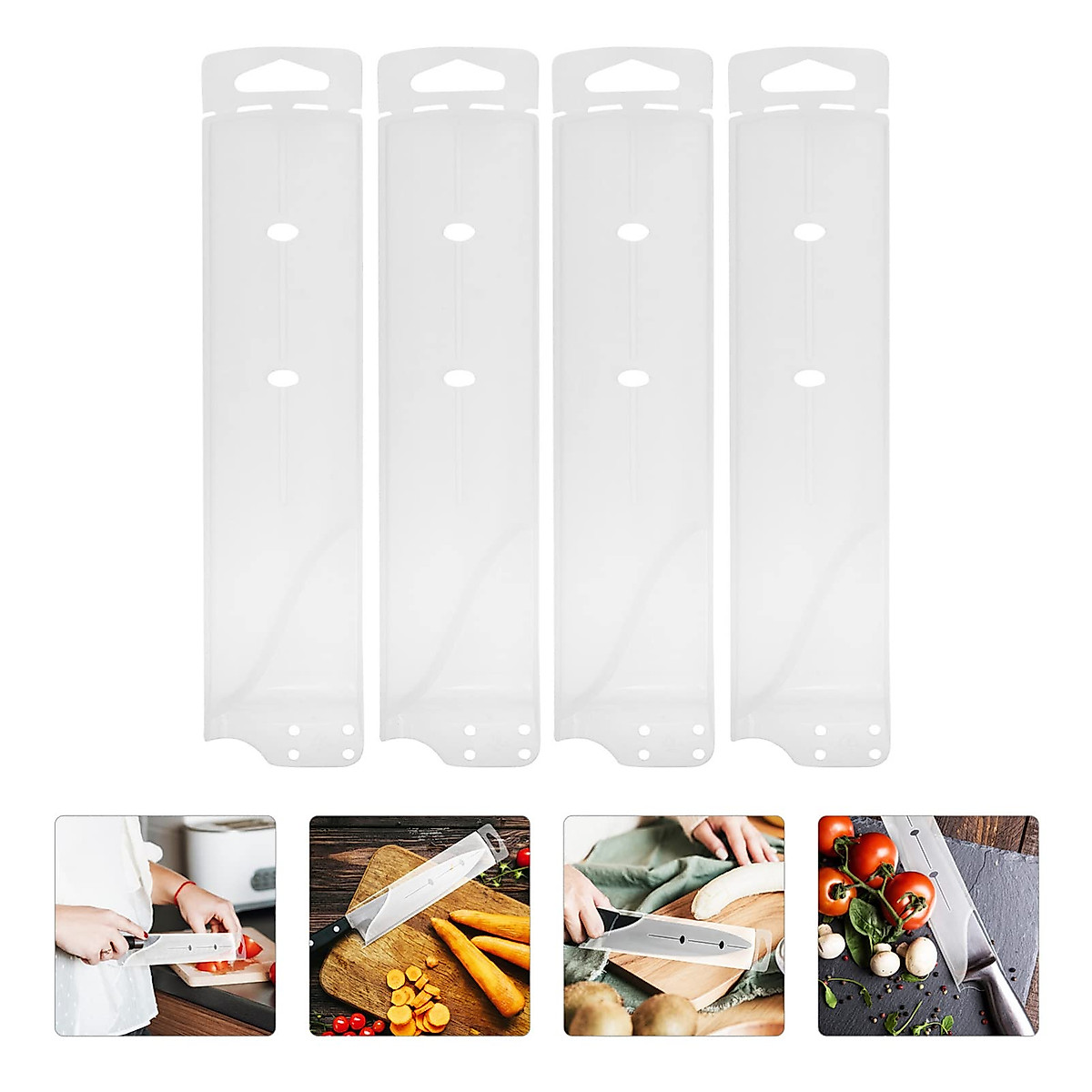 Hemoton 4pcs Guard Cutter Sheathes Kitchen Cover Plastic Cutter Tool Blades Protector Steak Blade Sleeve Plastic Dinnerware Blades Guard Pp Small Holder White