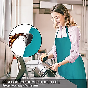 Jubatus 2 Pack 100% Cotton Aprons with 2 Pockets Cooking Chef Kitchen Adjustable Bib Apron for Women Men, Teal Green