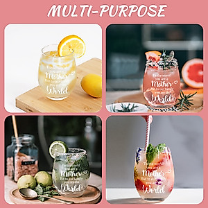 DAZLUTE Mothers Day Gifts from Daughter, To The World You are A Mother But to Our Family You are the World Stemless Wine Glass for Mom New Mom Women Mothers Day Birthday Christmas, Mom Gifts, 17Oz