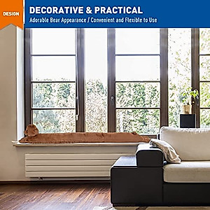 MAGZO Under Door Draft Stopper 36 Inch, Weighted Animal Noise Blocker for Door, Bear Draft Guard with Hook Loops