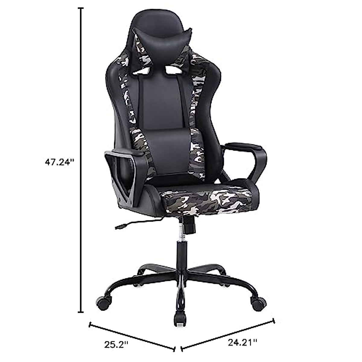 BestOffice Office Desk Lumbar Support Arms Headrest High Back PU Leather Racing Rolling Swivel Executive Computer Chair for Women Adults Girls, Camo