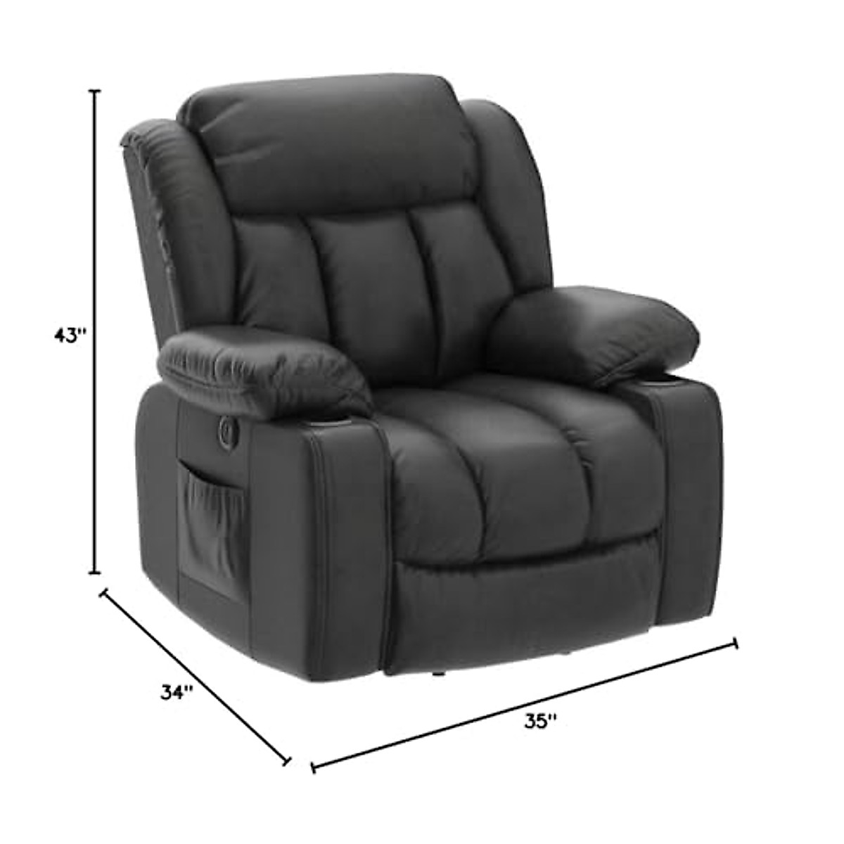 COOSLEEP Large Power Lift Recliner Chair with Massage and Heat for Elderly, Overstuffed Wide Recliners, Breathable Leather with Breathable microporous, USB Ports, 2 Cup Holders (Gray)