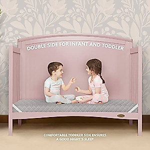Dream On Me Asheville 4” Firm Fiber Crib And Toddler Mattress | Waterproof | GreenGuard Gold Certified | Dual-Sided Mattress | Grey Embossed Cover | Lightweight Reversible Design