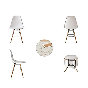 SANSHREUNI Dining Chairs Set of 4, Mid Century Modern Dining Chair Side Chair with Wood Legs, Modern Style Shell Chair for Kitchen Dining Room, Living Room