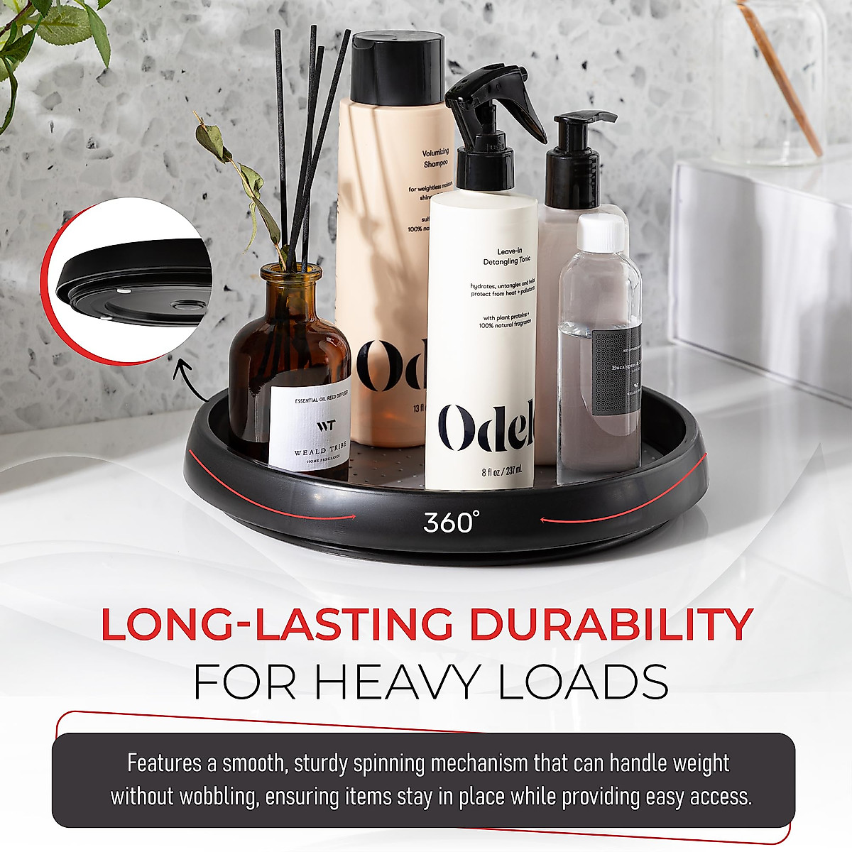 Oizeir 10 Inch Lazy Susan (Set of 4) - Non-Skid Turntable for Cabinet to Maximize Storage and Simplify Accessibility in Kitchen, Bathroom, and Pantry Spaces (Black)