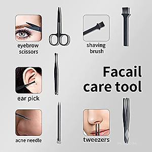 PLUSURS Manicure Pedicure Set Nail Grooming Kit -Stainless Steel Sharp Nail Clipper for Men or Women's Fingernail and Ingrown Toenail,with Nail File and Cuticle Trimmer in(16 in 1,Brown)