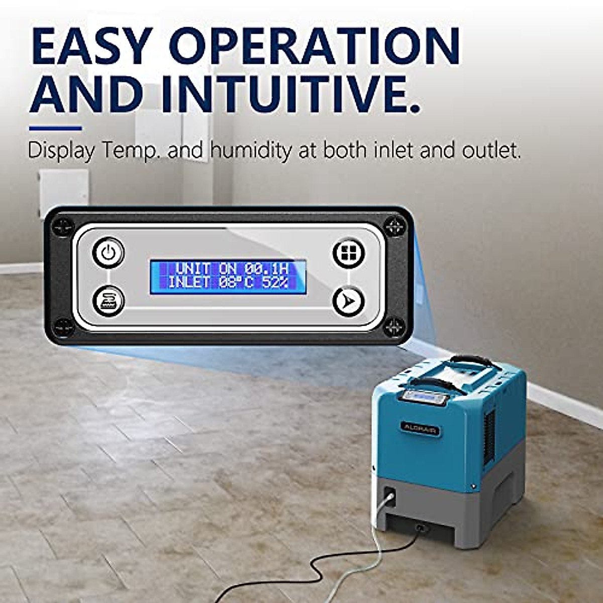 ALORAIR Commercial Dehumidifier with Pump, Up to 180 PPD (Saturation), 85 PPD at AHAM, Memory Starting, 5 Years Warranty, LGR Industrial Dehumidifier for Flood Repair, Crawlspace and Basement Drying, Blue