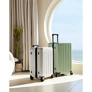 NINETYGO Hardside Scratch resistant Luggage, Spinner Suitcases Airline Approved with Wheels for Travel, Lightweight Luggage with TSA Lock (Solid White, Checked-22-Inch)