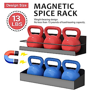 Slow Slog Magnetic Spice Rack, 4 Pack Magnetic Shelf for Refrigerator, Magnetic Refrigerator Organizer, Kitchen Space Saving, Moveable Spice Rack Organizer with Paper Towel Holder, Metal Gray