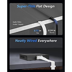 BUSOHE Cat 8 Ethernet Cable 100 FT, 40Gbps 2000Mhz High Speed Flat Cat8 Cable Patch Cord with Gold-Plated RJ45 Connector, LAN Network Internet Cable with 40 Clips for Router/Gaming/Computer, S/FTP