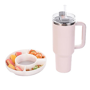 Snack Ring for Stanley Cup 40 oz with Handle, Snack Container for Stanley Tumbler 40 oz, 3 Compartment Reusable Snack Platters for Stanley Quencher Adventure