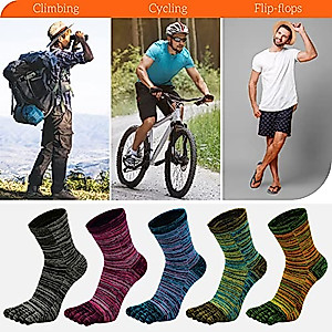 Artfasion Men's Toe Socks Cotton Fun Casual Athletic Running Ankle Five Finger Crew Socks 5 Pair