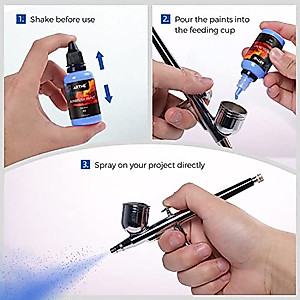 ARTME Airbrush Paint, 24 Colors Airbrush Paint Set Include Metallic and Neon Colors, Opaque & Water Based Acrylic Airbrush Paint, Leather & Shoe Airbrush Paint Kit for Artists, Beginners, and Students