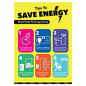 V Safety Energy Saving Poster - Tips to Save Energy - A3-297x420 - Polypropylene