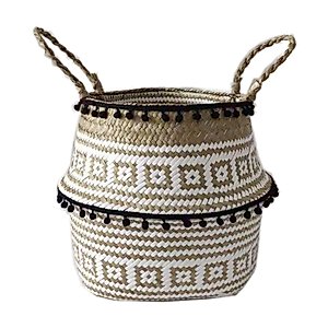 shlutesoy Woven Sundries Basket,Nordic Woven Basket Plant Rattan Box Sundries Organizer Desktop Container Holder Black M