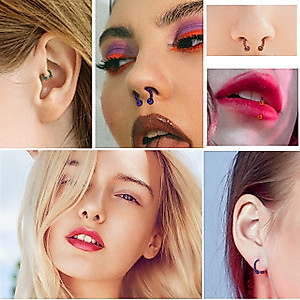 TEN MIRO 36PCS 16G Horseshoe Nose Septum Rings Stainless Steel Circular Barbells Cartilage Tragus Helix Hoop Eyebrow Lip Horseshoe Piercings Body Jewelry for Women Men 6mm-12mm(6-10mm)