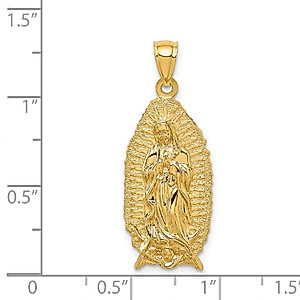 Jewelry Stores Network Religious Figure Our Lady of Guadalupe Pendant in Real 14k Yellow Gold 27x14mm