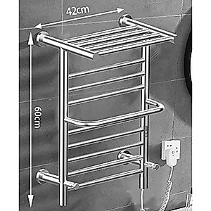 Intelligent Carbon Fiber Timing Constant Temperature and Temperature Regulation 304 Stainless Steel Heating and Drying Electric Heating Towel Rack,Silver