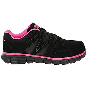 Skechers for Work Women's Synergy Sandlot Lace-Up, Black/Pink, 7.5 XW US