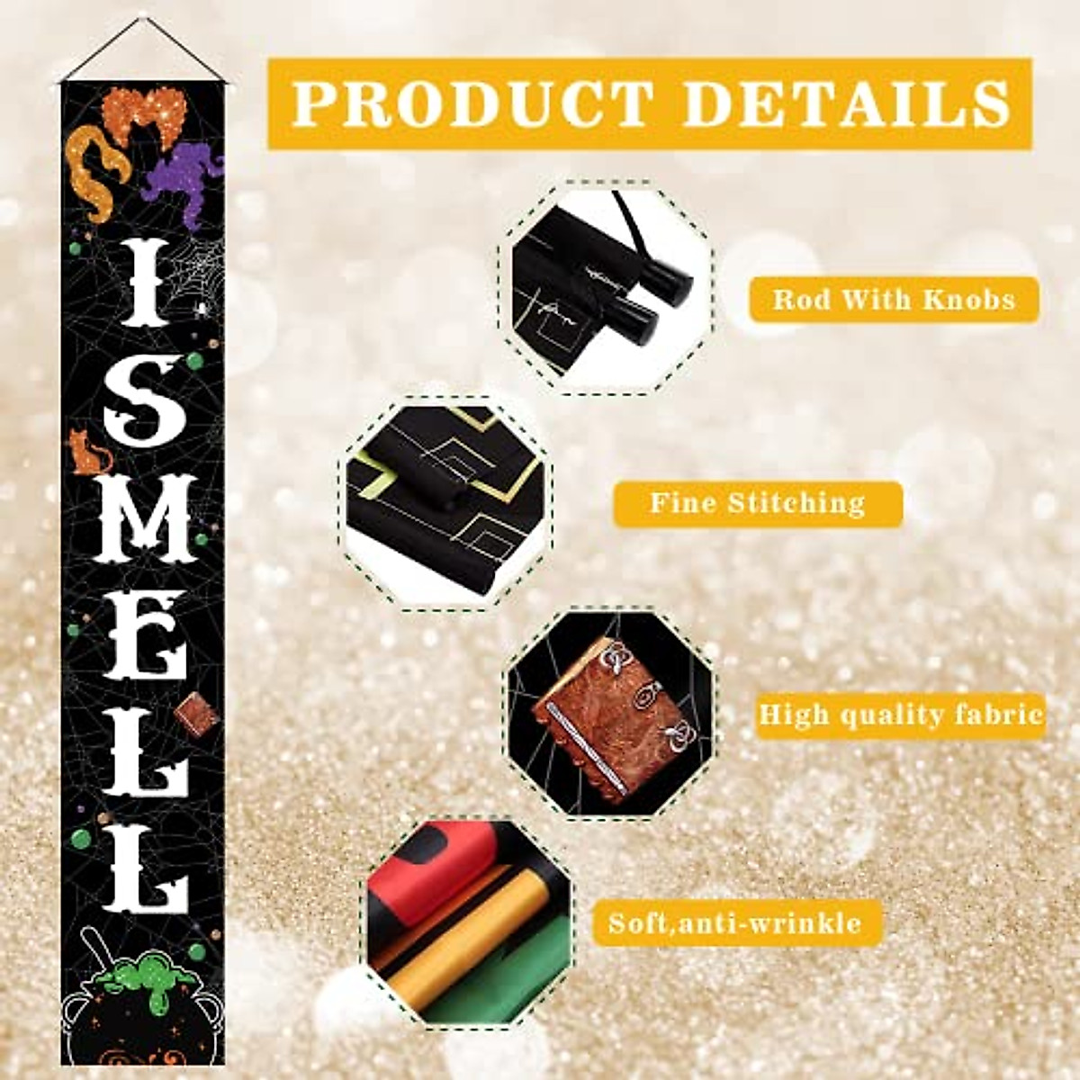 I Smell Children Banner, 71" X 12" I Smell Children Signs Hocus Pocus Banner Hocus Pocus Halloween Decorations for Hanging Signs Front Door Hocus Pocus Outdoor Decorations