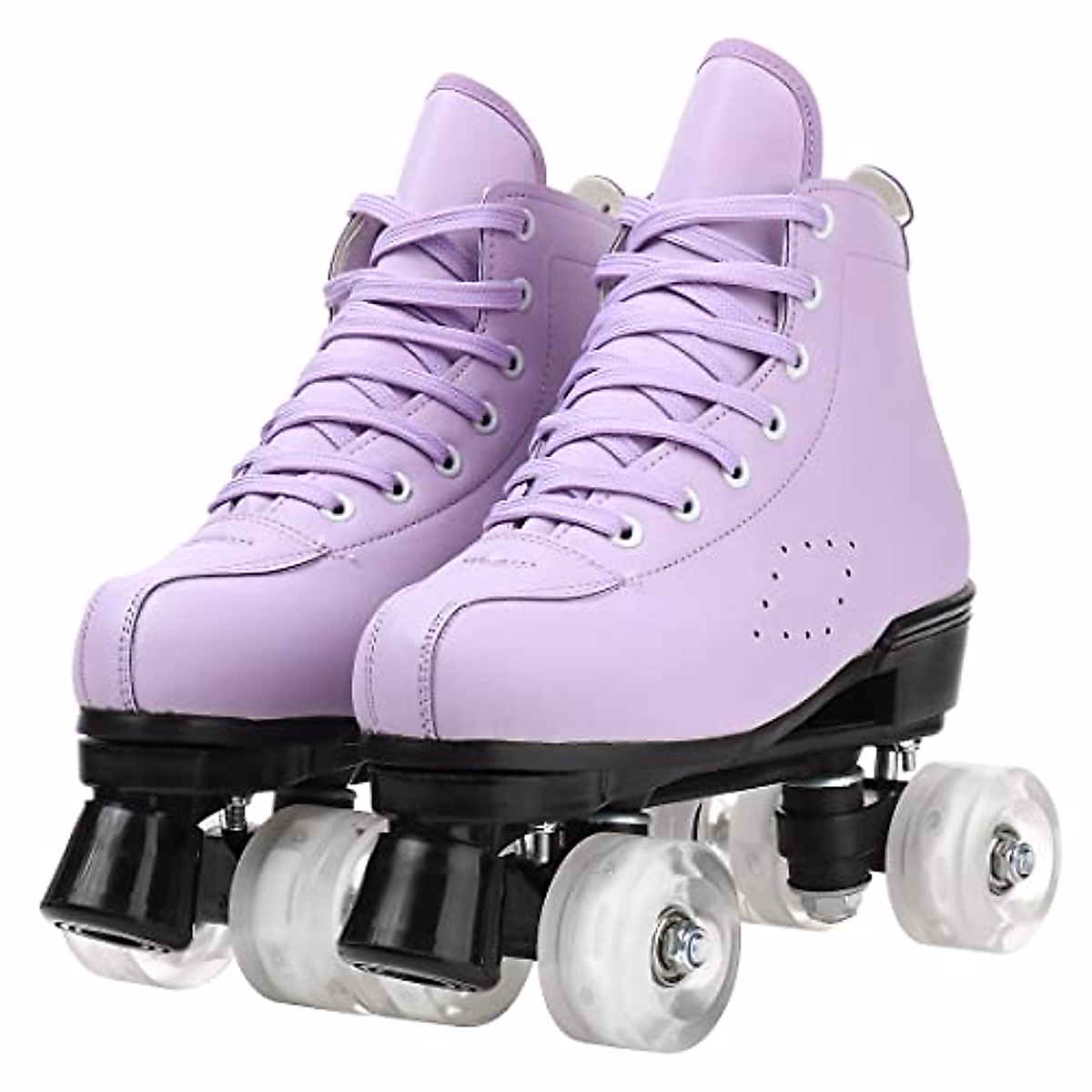 Women's Roller Skates Light Up Wheels, Adjustable Double Row Roller Skates Outdoor Shiny Derby Skates Illuminating for Teens and Youth (Purple flash,6.5)