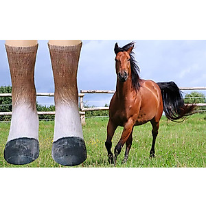 Tiaronics 3D Socks Unisex Adult Animal Paw Crew Socks - Sublimated Print (Horse)