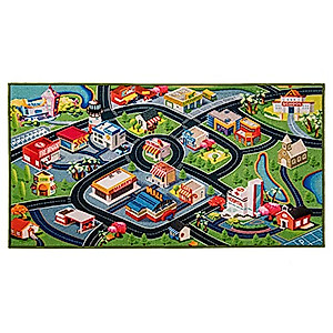 Car Mat for Kids Toy Cars 59X79 Inch Kids Rug,Car Rug Play Mat for Kids,Play Rug for Kids Playroom Bedroom,Road Traffic Kids Play Area Rug Non-Slip Backing, Kids Carpet Playmat Toddler Boys,Children