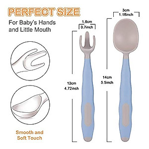 Toddler Kids Forks and Spoons Utensils - Baby Raise Feeding Utensils Set Easy Grip Bendable, Children Feeding Training Tableware Designed for First SelfFeeding Learning with Travel Case (Yellow)