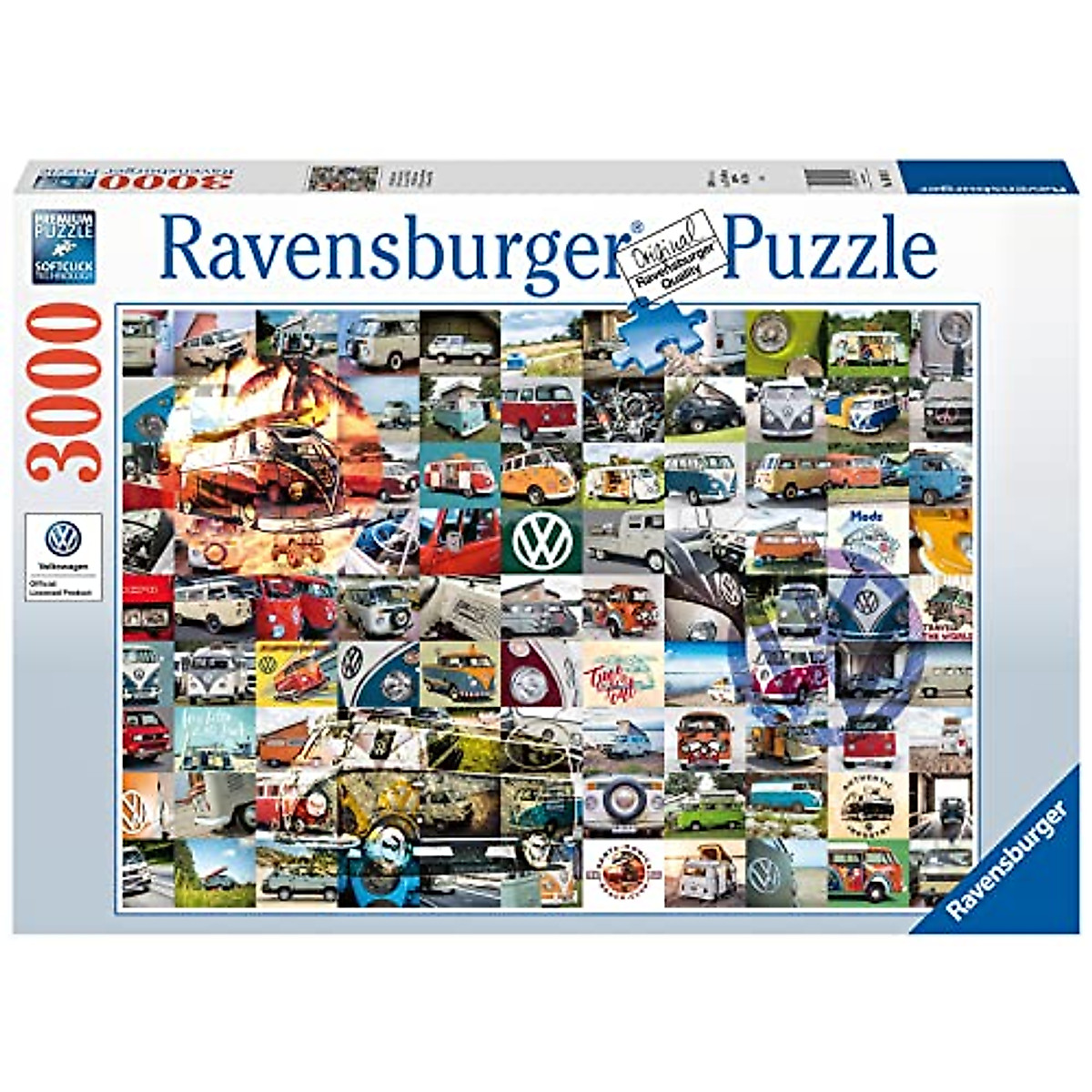 Ravensburger 99 VW Bulli Moments 3000 Piece Jigsaw Puzzle for Adults - 16018 - Handcrafted Tooling, Durable Blueboard, Every Piece Fits Together Perfectly