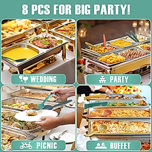 Raypard 8 Pcs 10" Large Plastic Wheat Straw Serving Spoons Set, Serving Spoons & Slotted Spoons, Kitchen Mixing Serving Spoon for Party Buffet Catering (Orange/Blue/Yellow/Green, Not for Cooking)