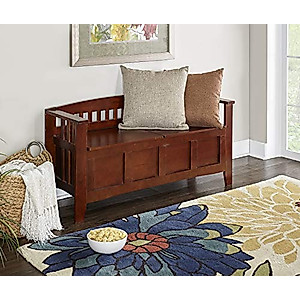 Linon Home Decor Storage Bench with Short Split Seat Storage, Walnut, 50 inchw x 17 inchd x 25.25 inchh.