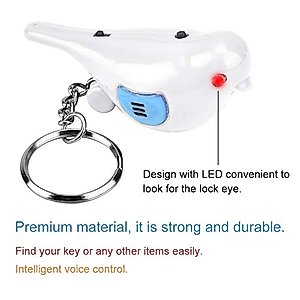 Whistle Key Finder Voice Control Bird Shape Keychain Mini Key Anti-Lost Tracer Finder with LED Light Suitable for Key Wallet Cellphone(White)