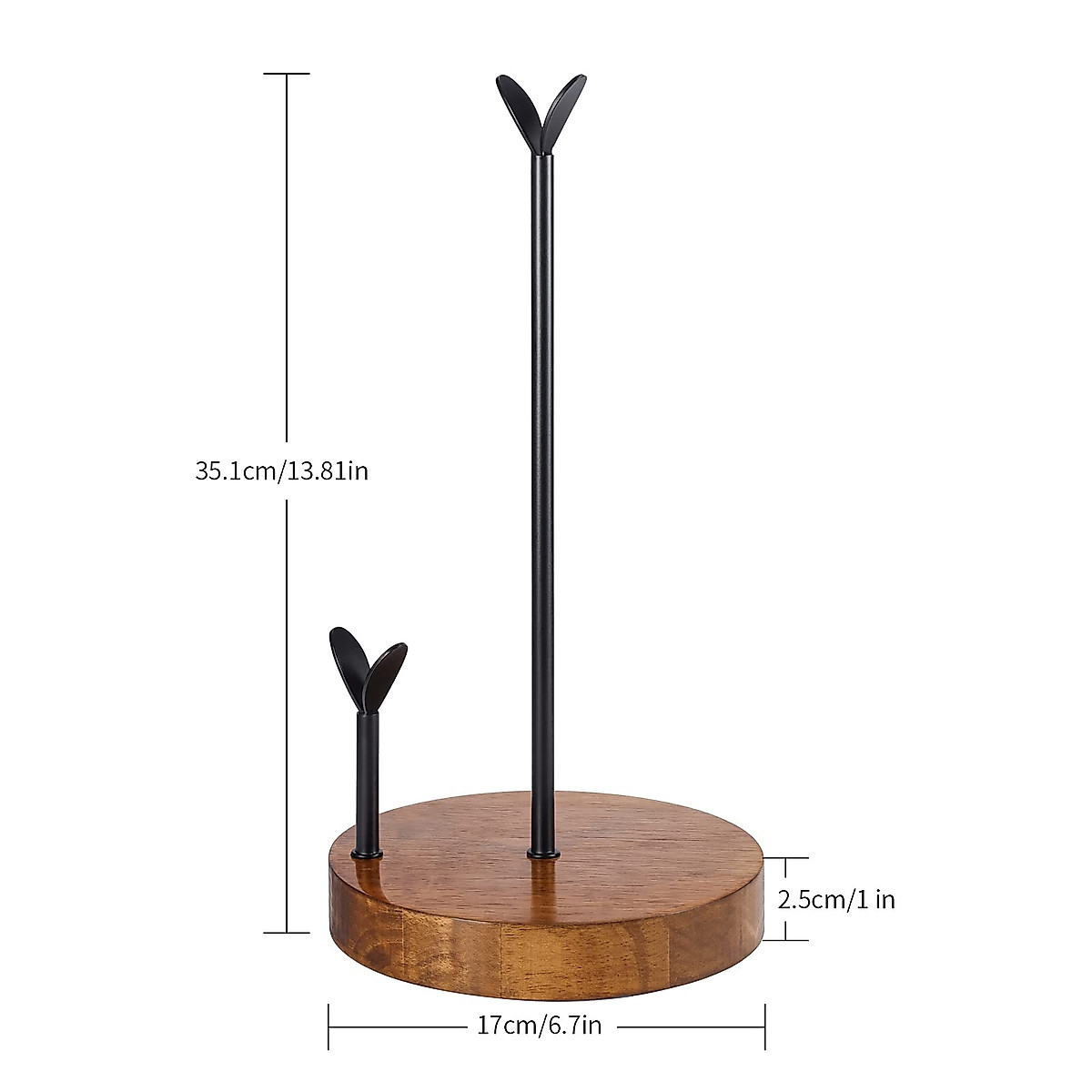 TJ.MOREE Farmhouse Paper Towel Holder Countertop, Wood Paper Towel Holder Stand, Easy One-Handed Tear Rustic Paper Towel Holder for Kitchen Dining Table Home Decor